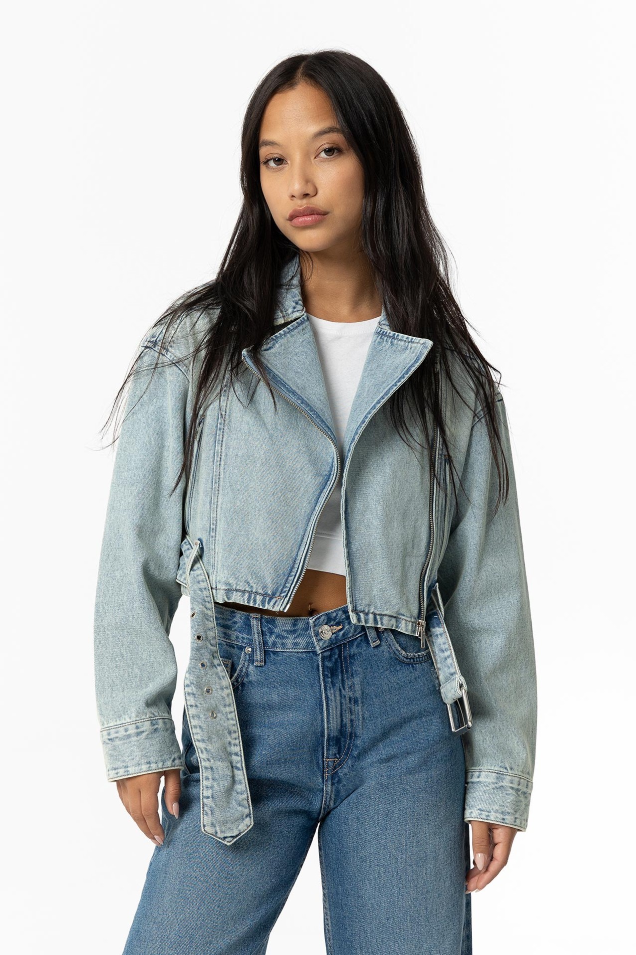 Denim Jacket with Belt - 10056329_C20 | Tiffosi