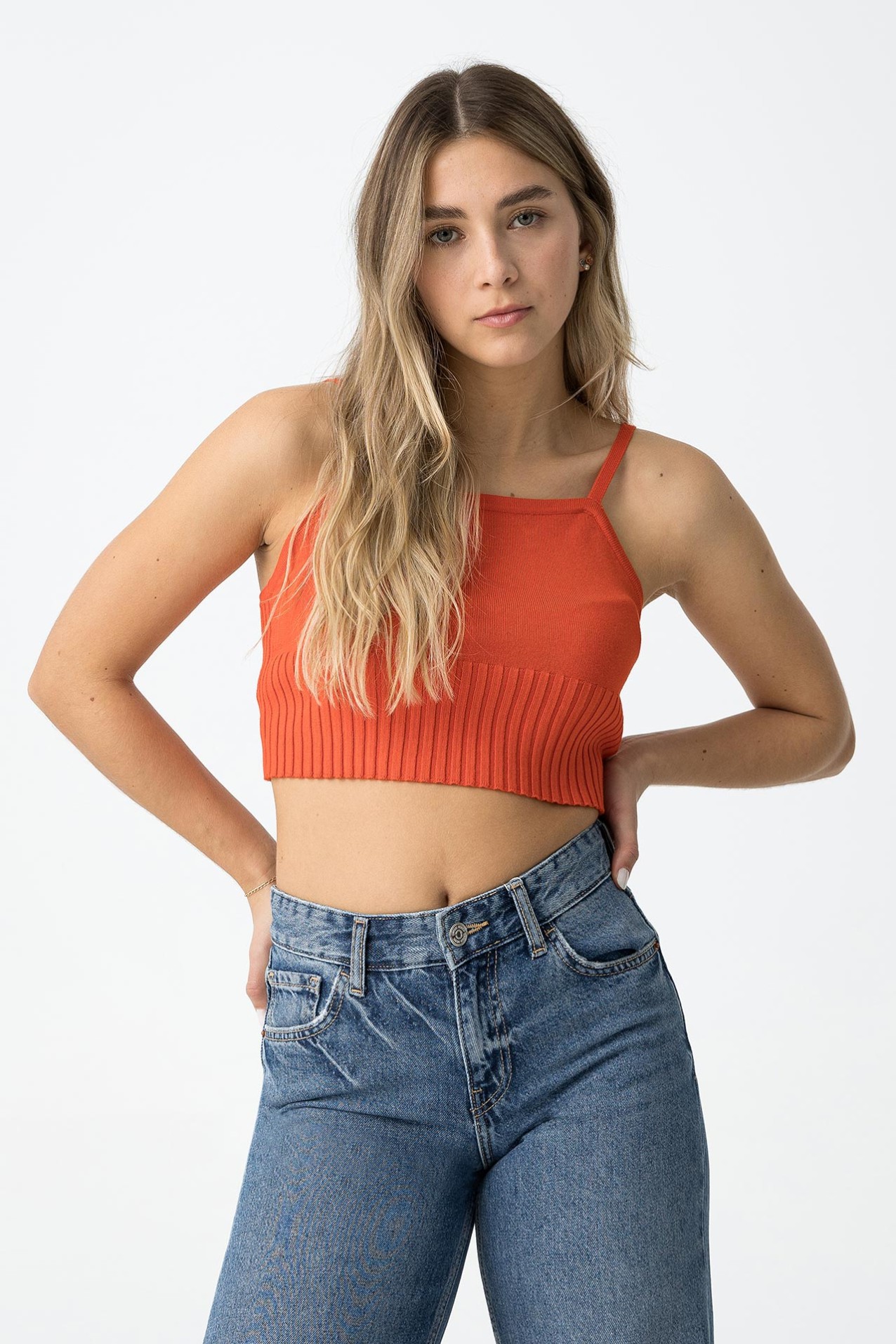 Ribbed Crop Top - 10059108_522 - Tiffosi