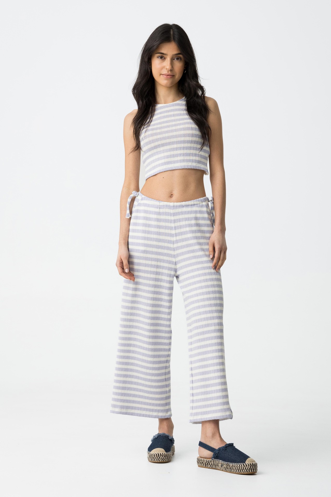 Ribbed Mesh Culotte Pants - 10059994_110 | Tiffosi