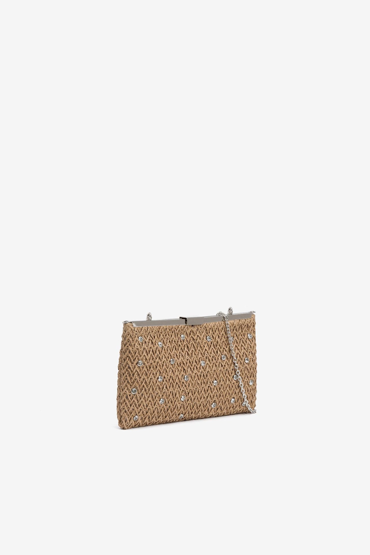 Straw Clutch with Glitter Application with Strap - 10063465_265 | Tiffosi