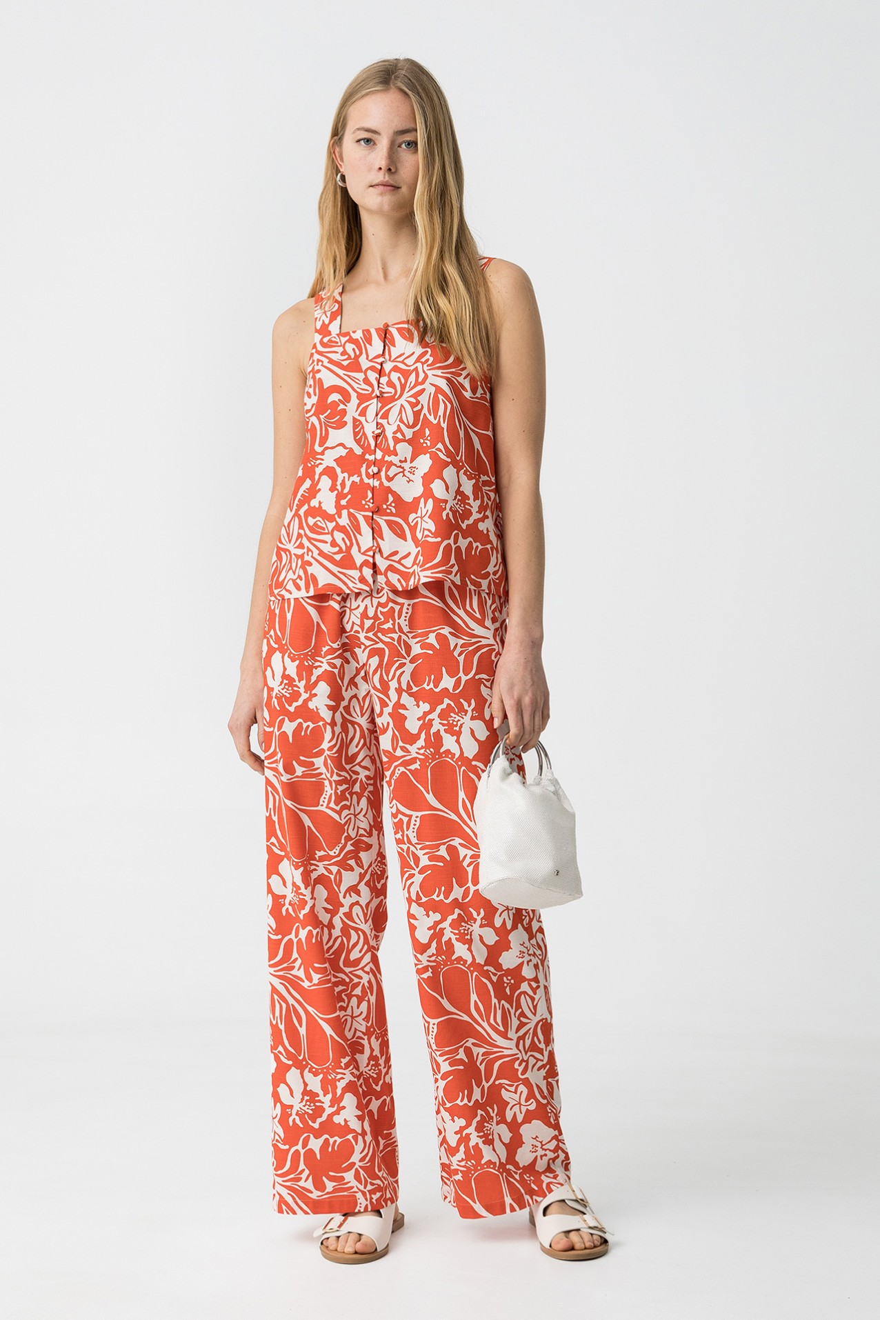 Printed Flowy Pants - 10061174_522 - Tiffosi