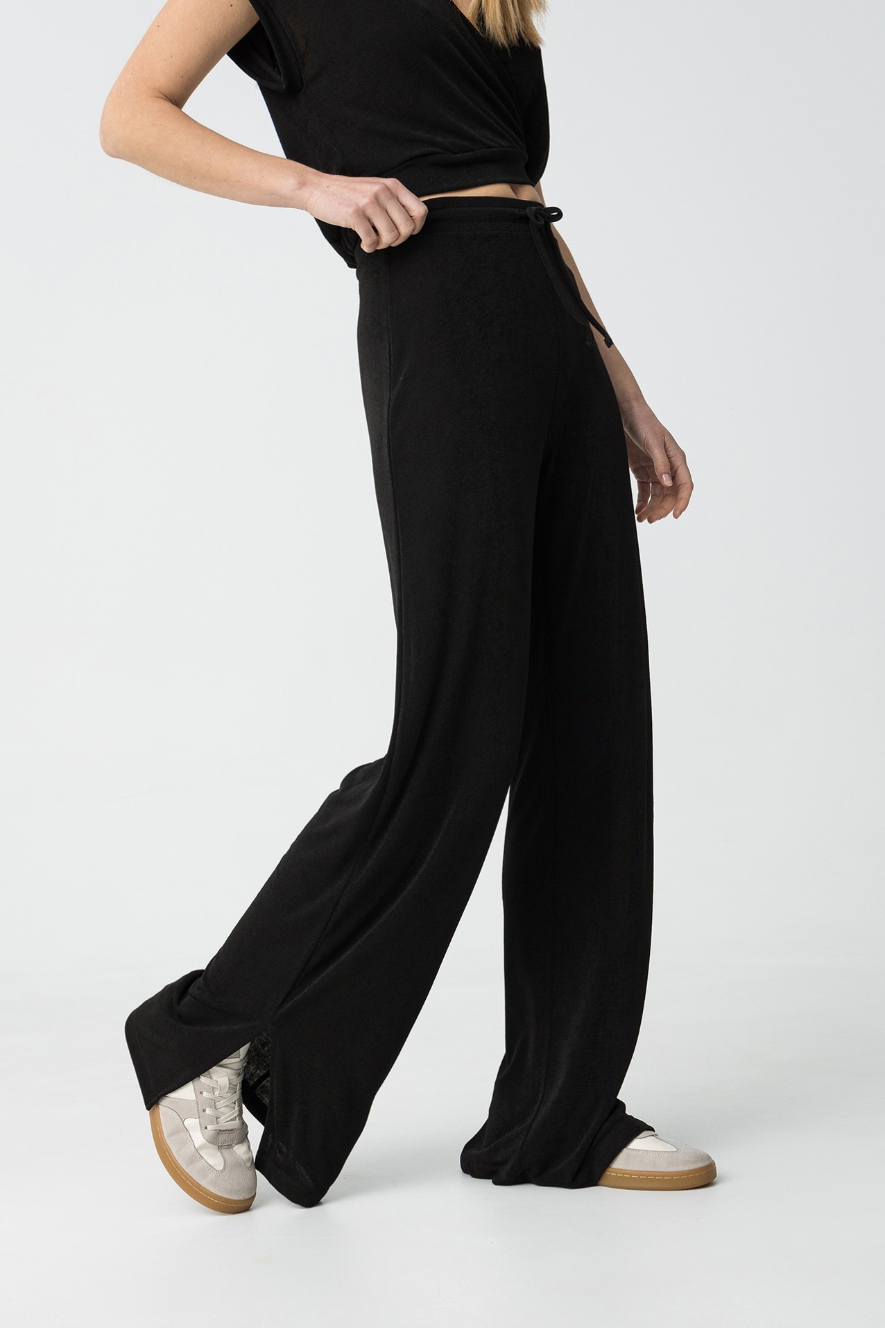 Shiny Ribbed Knit Pants - 10061436_000 - Tiffosi