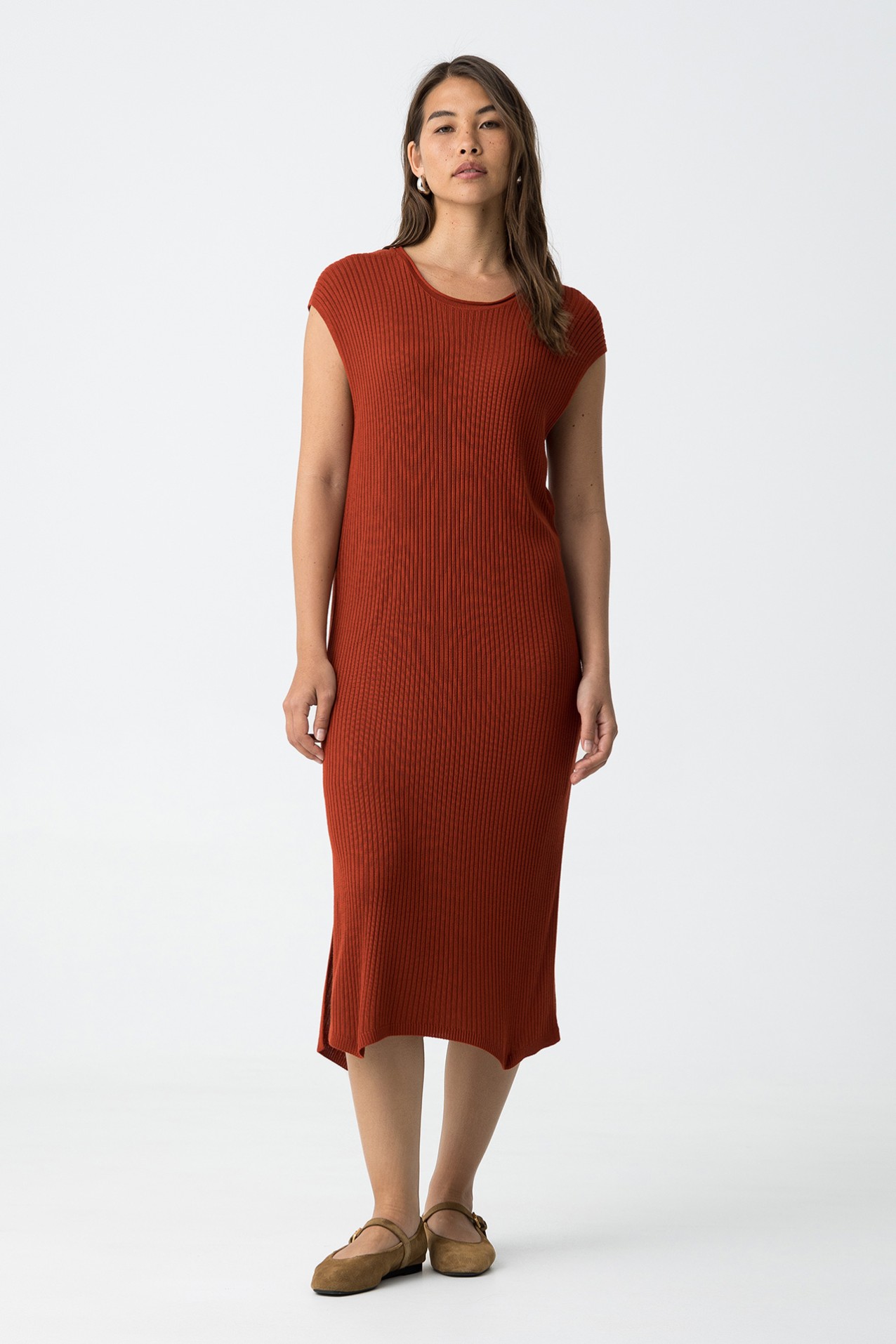Ribbed Knit Midi Dress - 10061445_447 | Tiffosi