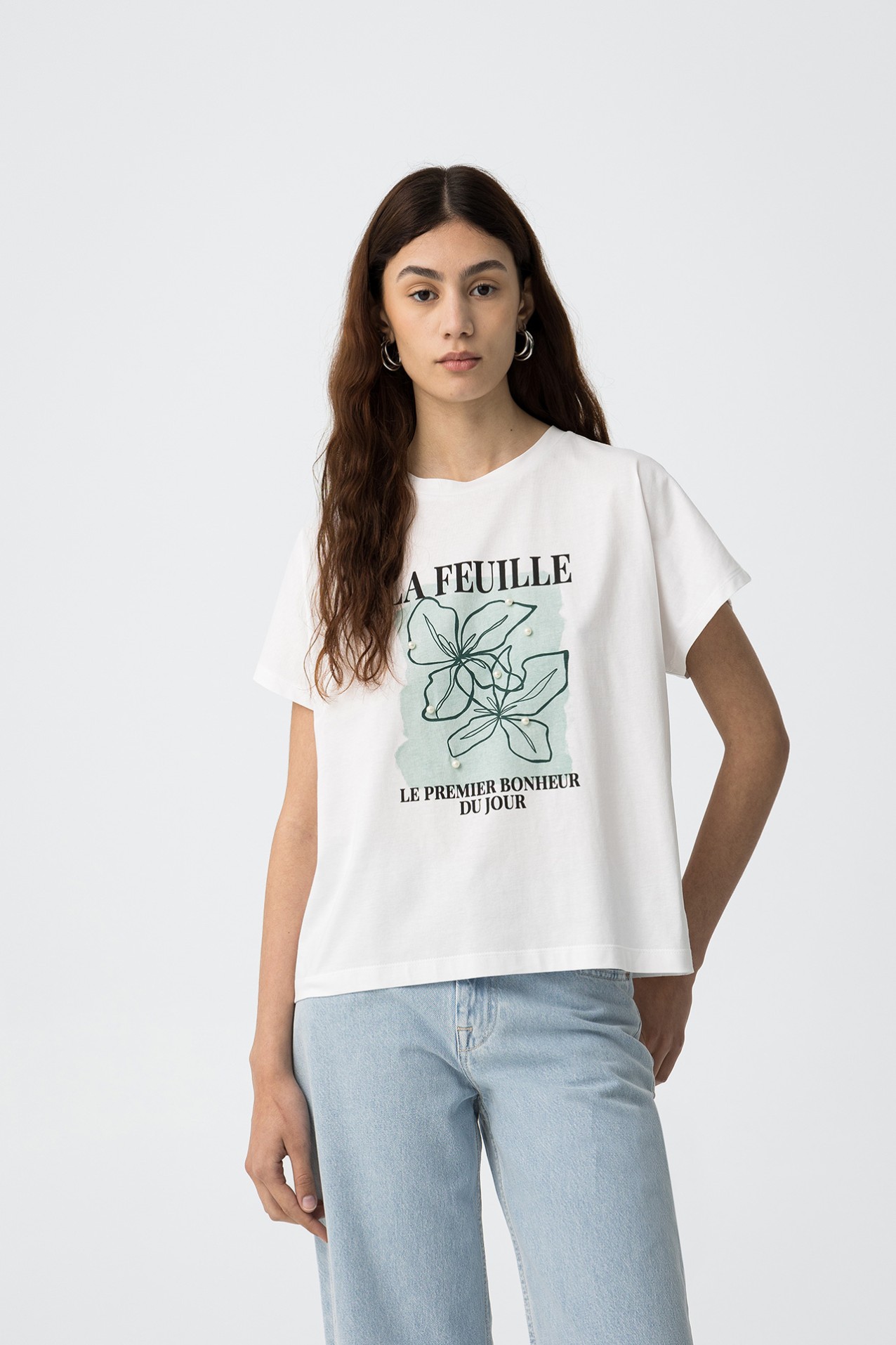 T-shirt with Front Print and Applications - 10061261_001 | Tiffosi