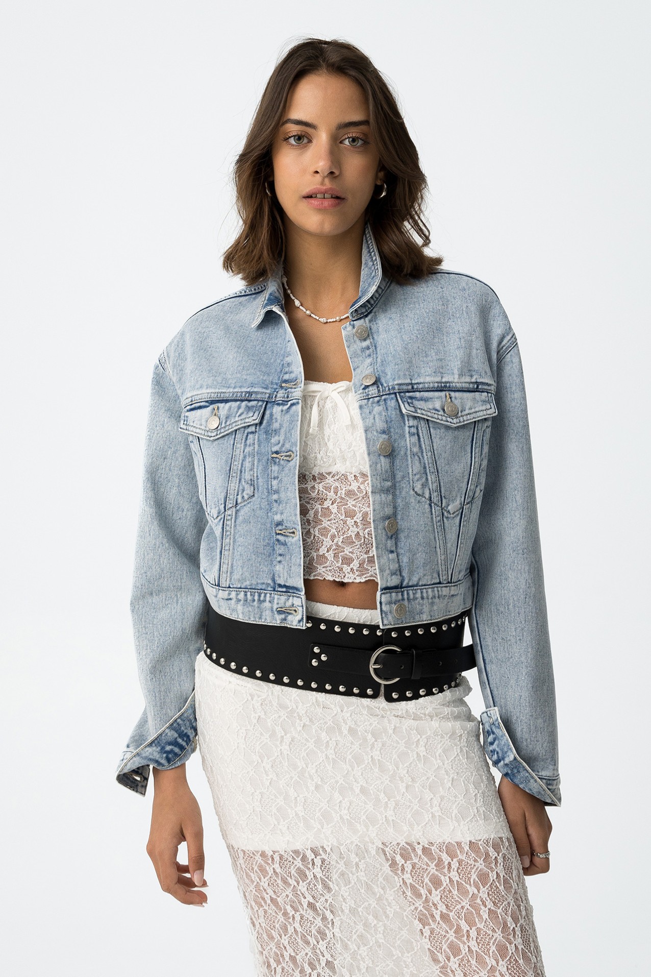 Cropped denim jacket - 10063501_C10 | Tiffosi