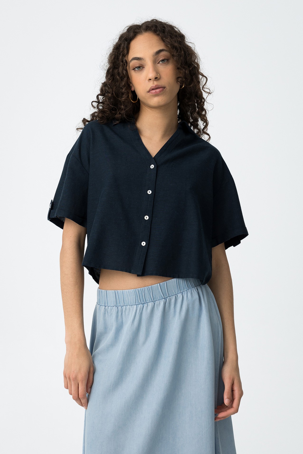 Short Sleeve Shirt with Linen - 10061121_798 - Tiffosi