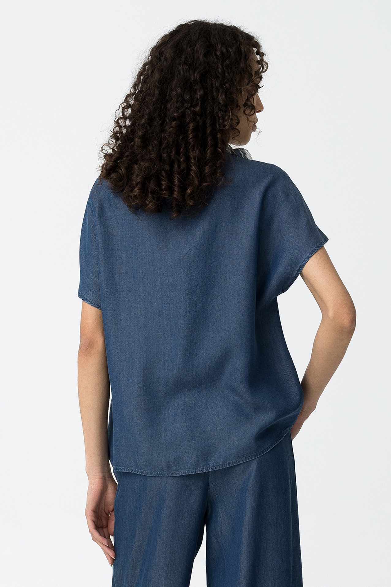 Basic Denim Blouse - 10063859_E10 | Tiffosi