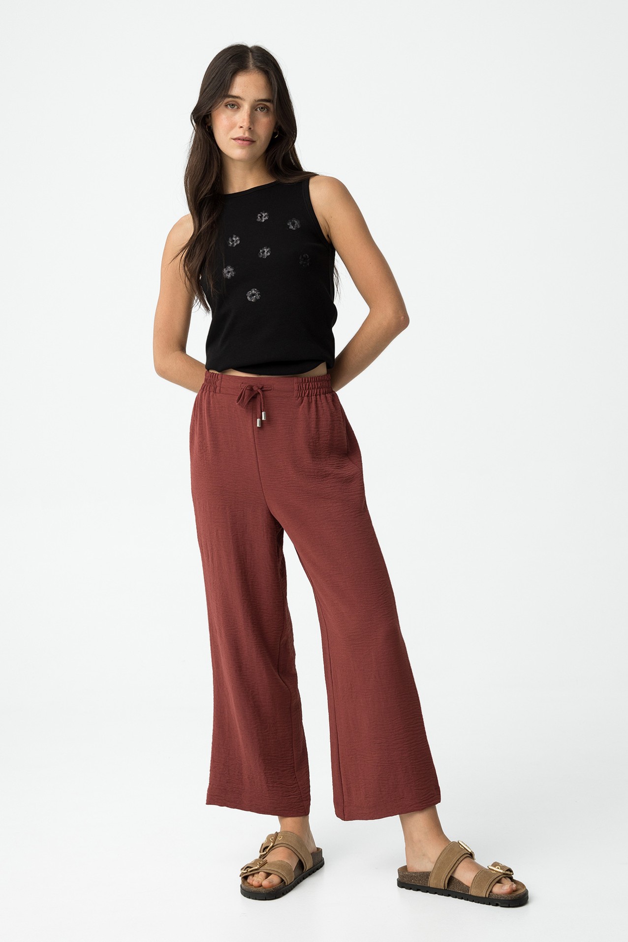 Wide Leg Flowy Pants - 10064003_557 - Tiffosi