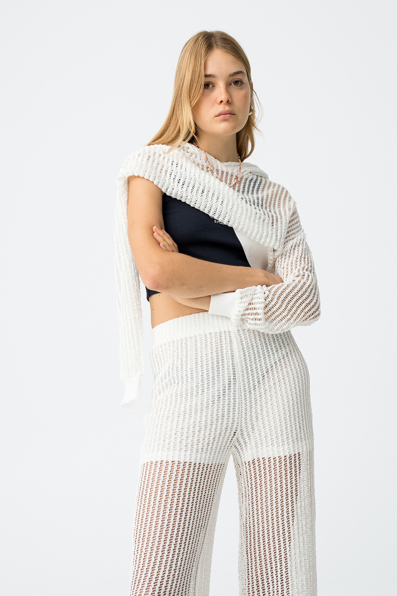 Perforated Mesh Hoodie - 10063397_110 - Tiffosi