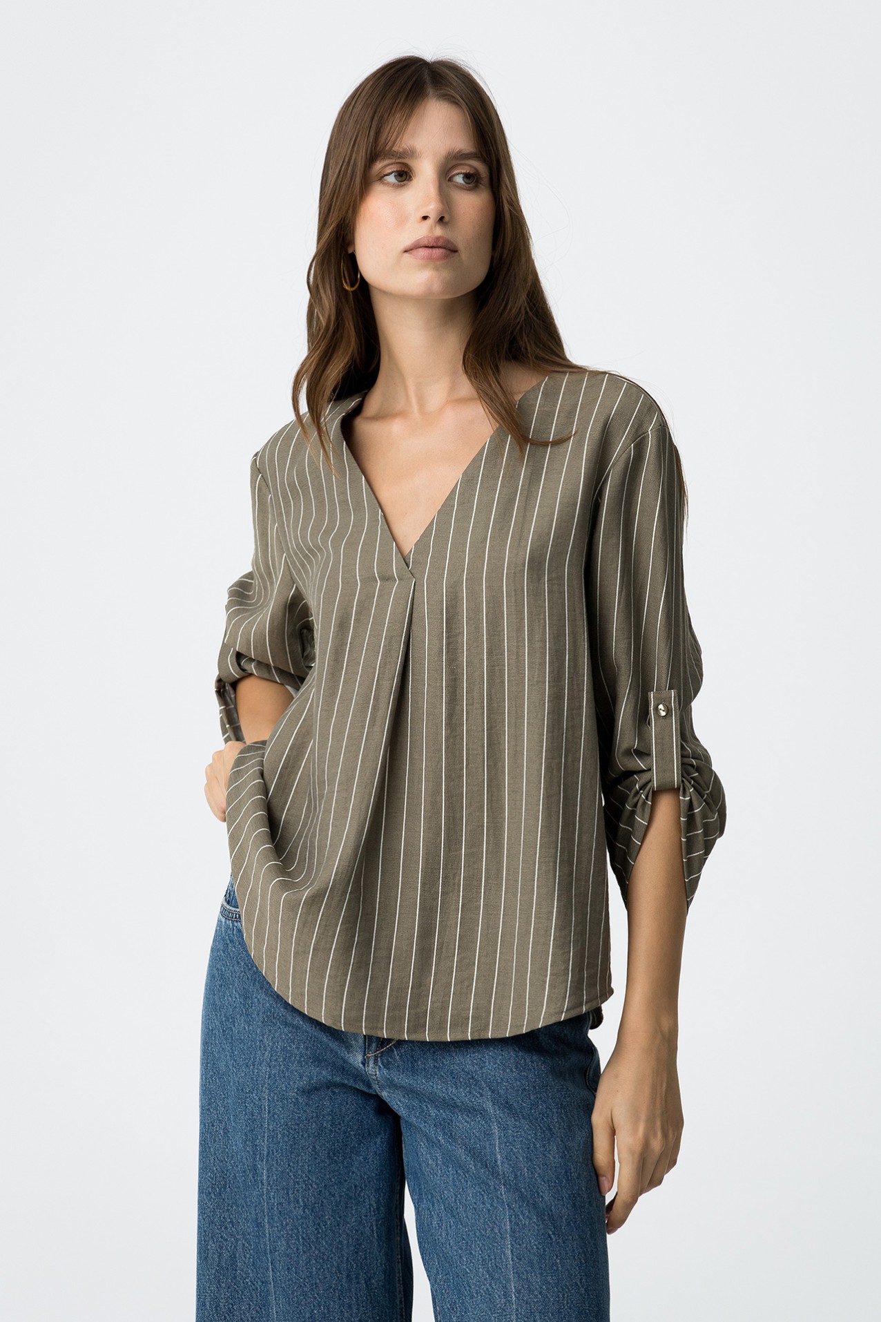 Blusa Fluída de Linho - 10062270_831 - Tiffosi