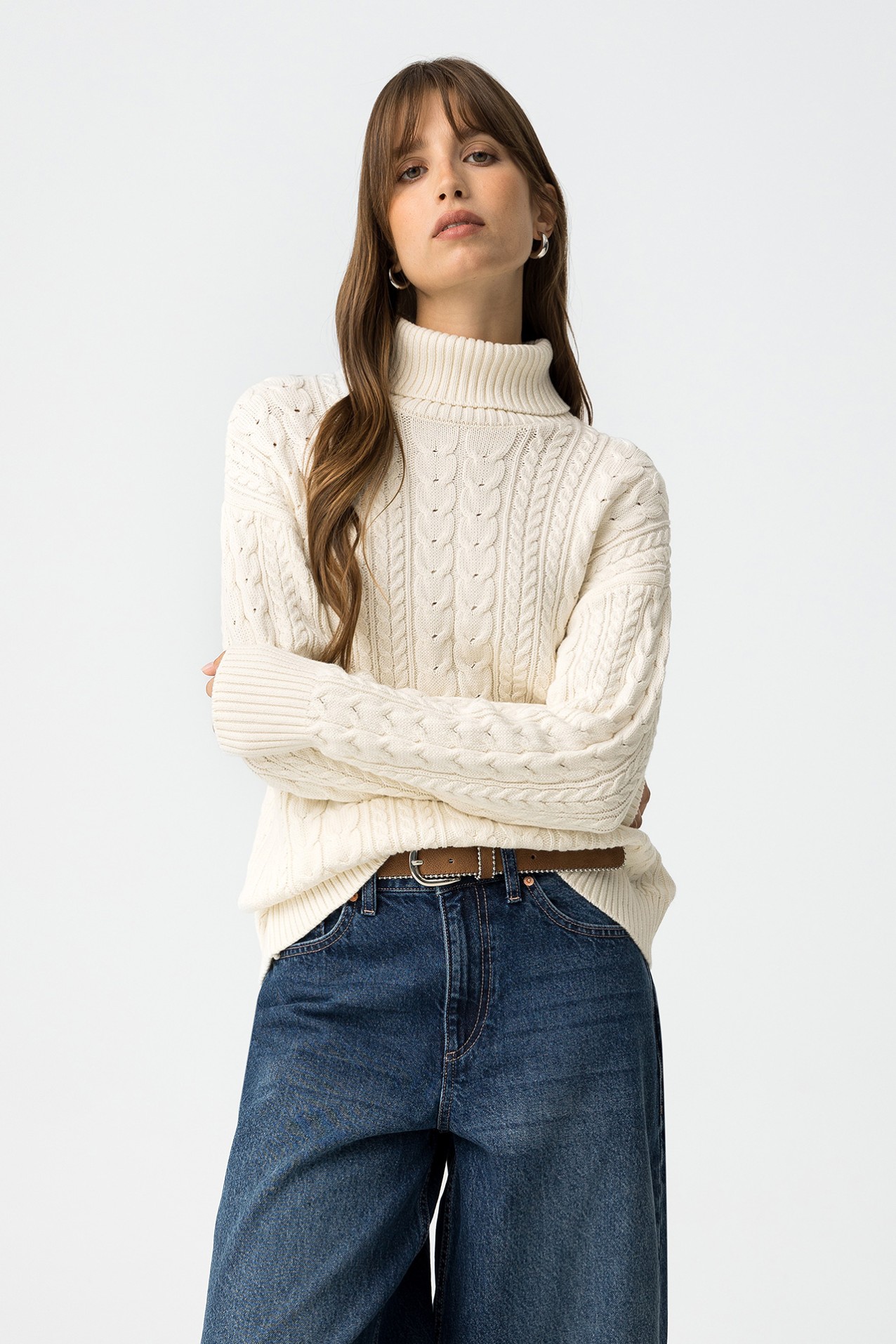 Regular Cable Knit Sweater - 10061622_104 - Tiffosi