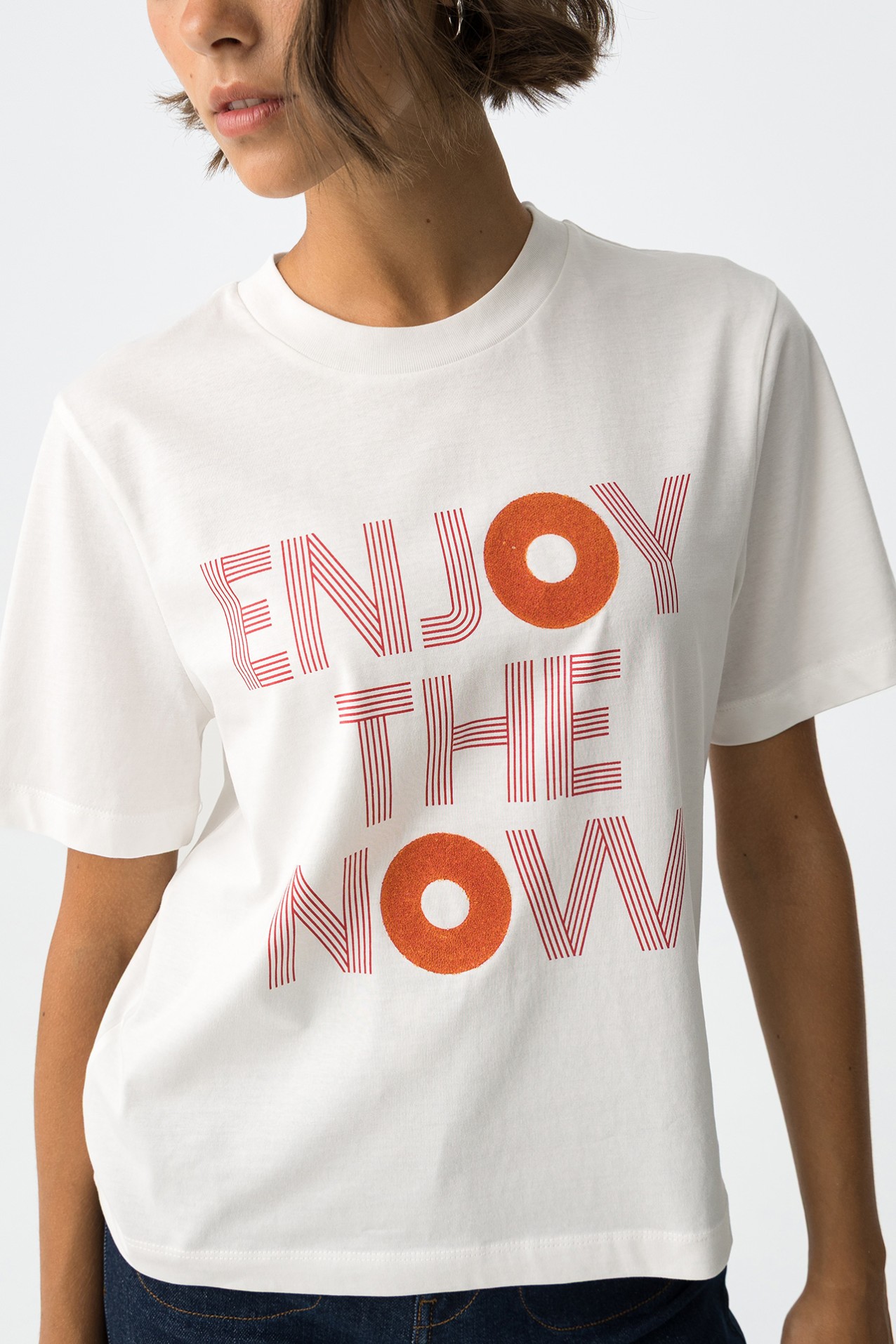 Embossed Message Printed T-Shirt - 10064139_110 - Tiffosi