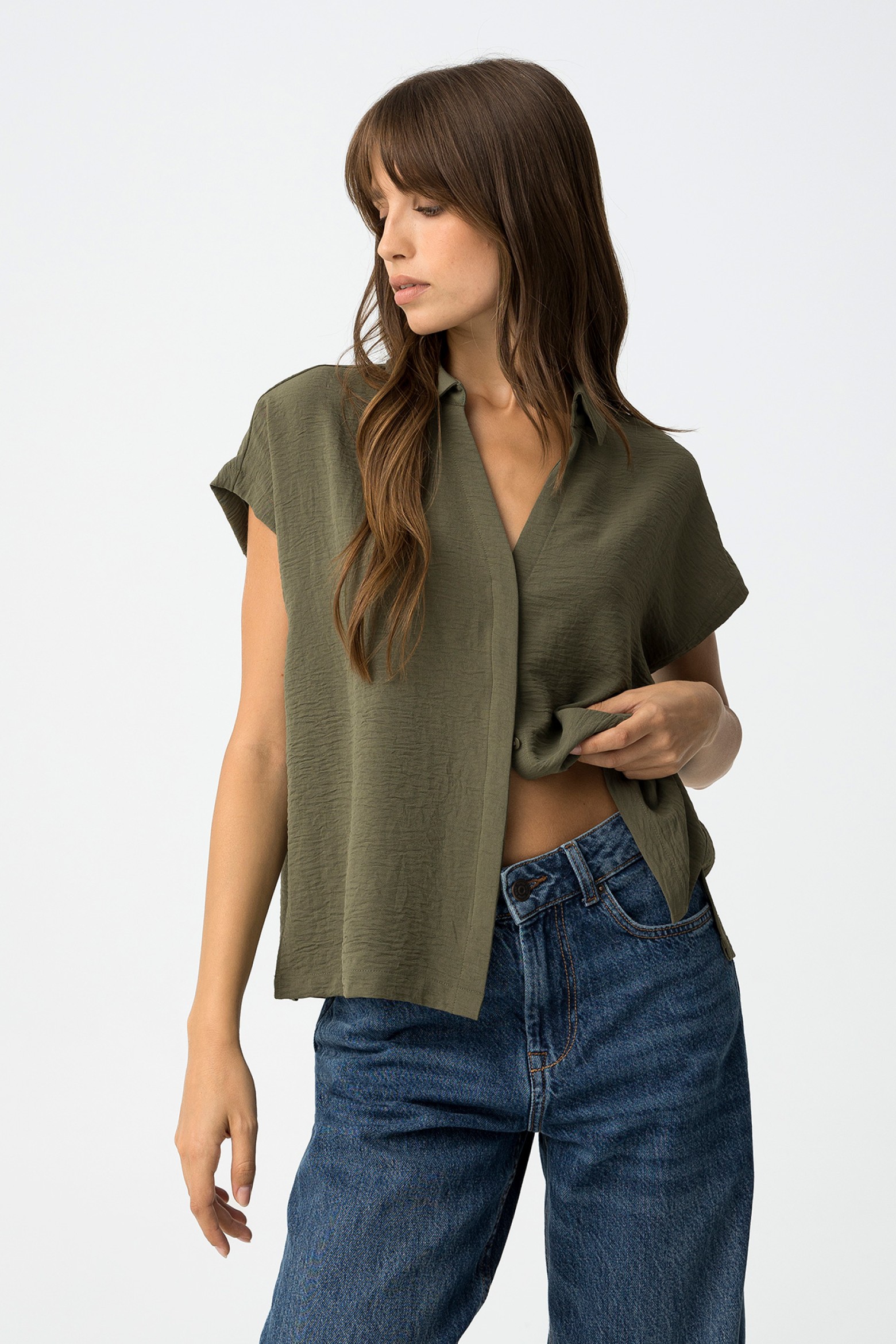 Textured Relaxed Fit Blouse - 10064117_831 - Tiffosi