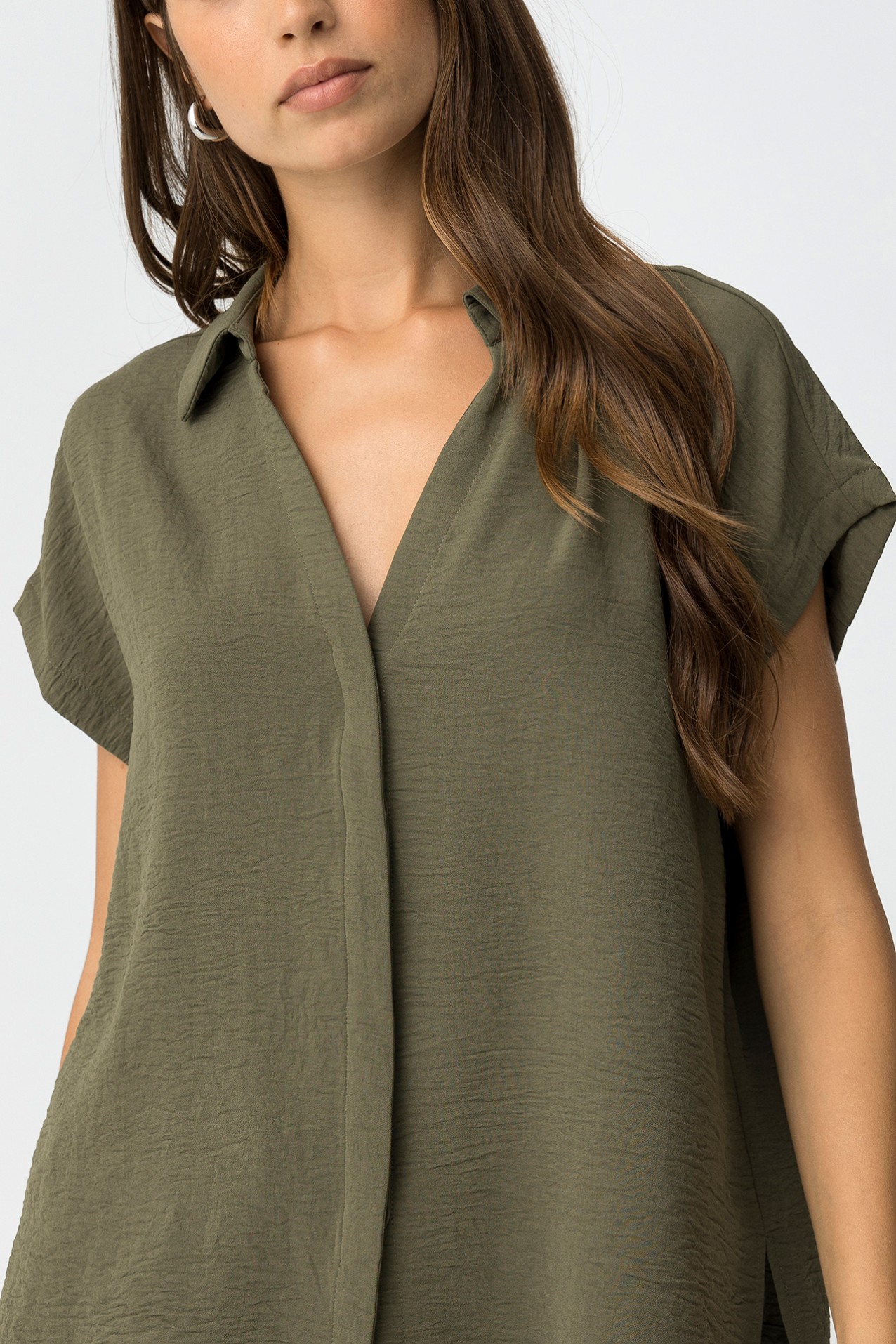 Textured Relaxed Fit Blouse - 10064117_831 - Tiffosi