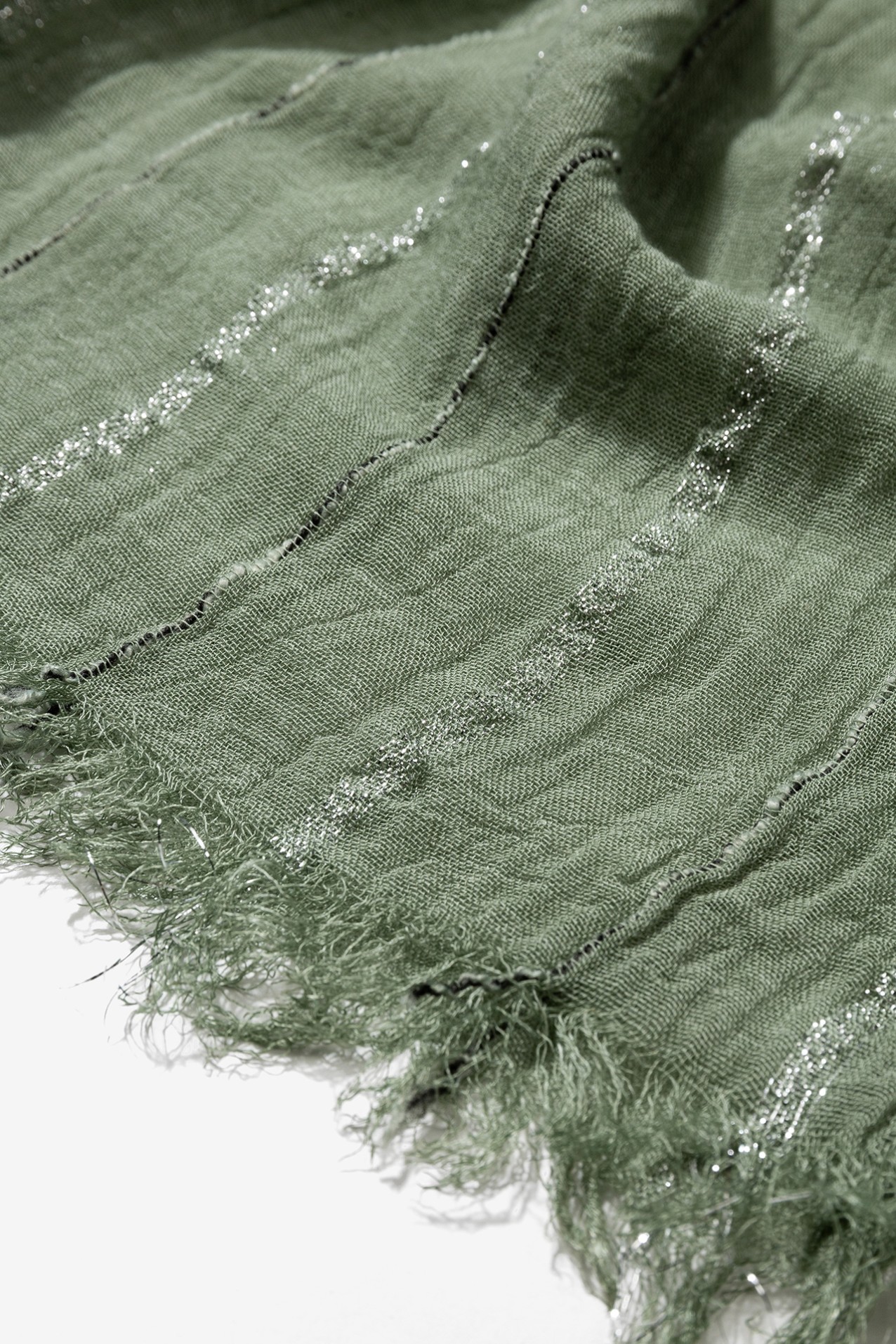 Green Fringed Scarf - 10065768_820 - Tiffosi