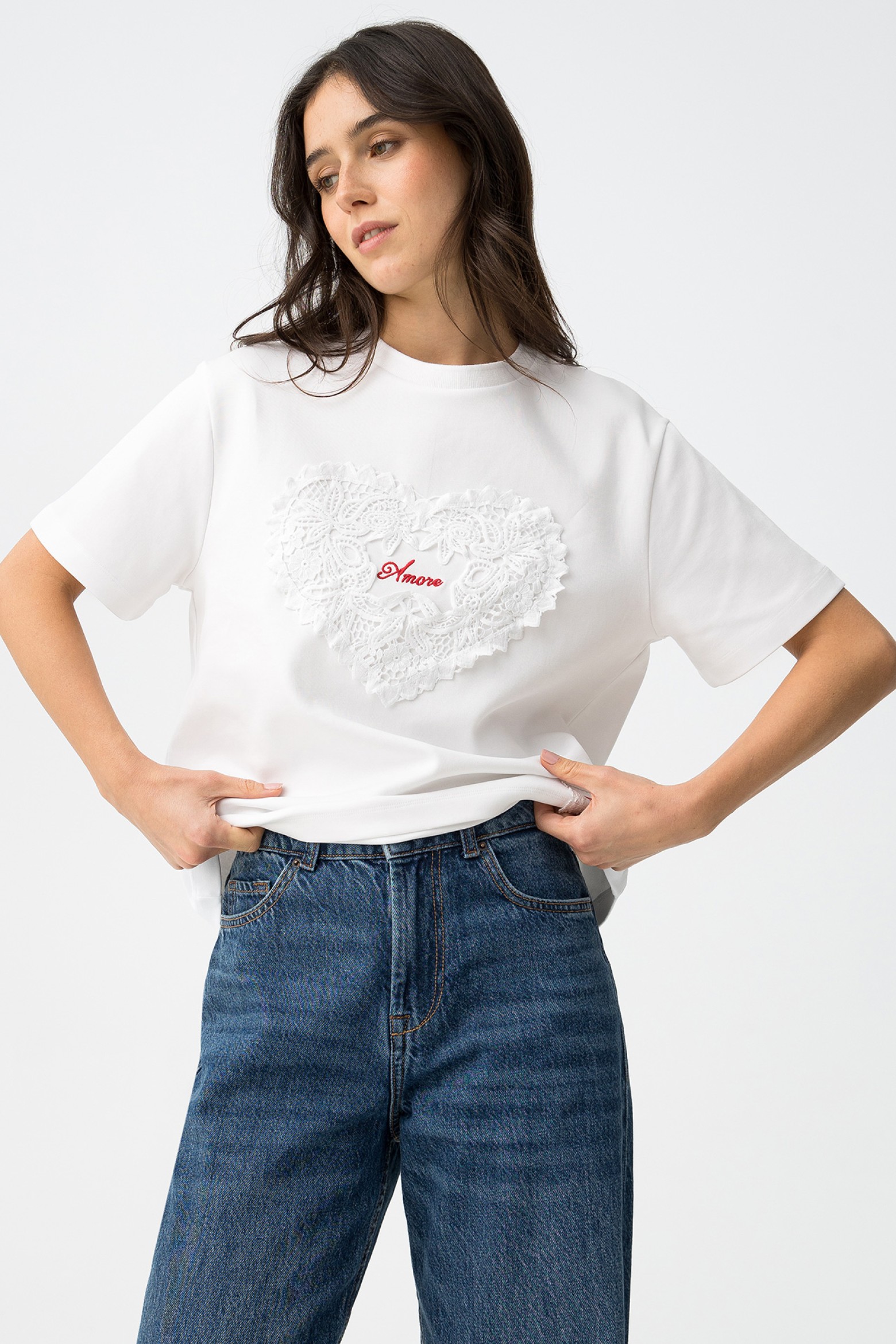 White Heart Detail T-shirt - 10066005_001 - Tiffosi