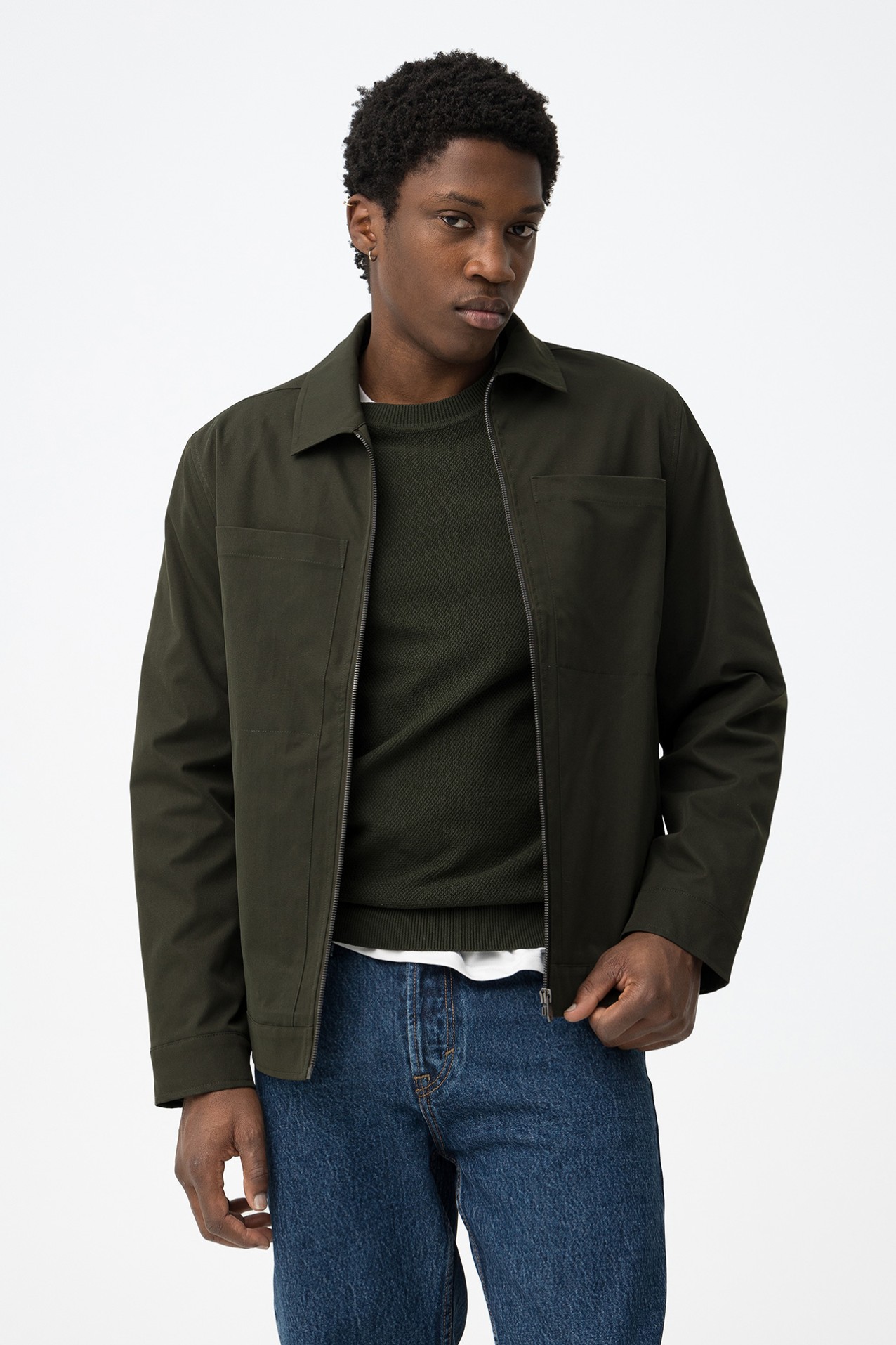 Green Casual Jacket - 10064838_834 - Tiffosi