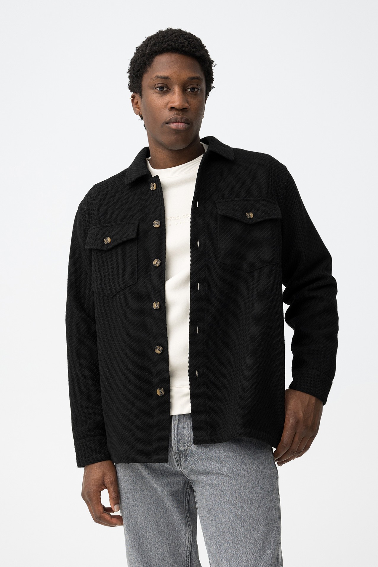 Black Oversize Long Sleeve Shirt - 10066597_000 - Tiffosi