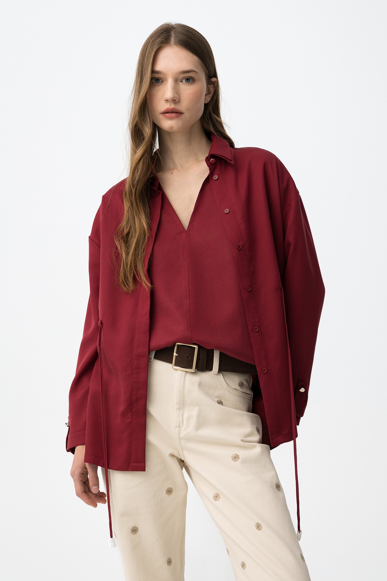 Dark Red Relaxed Shirt - 10065174_543 - Tiffosi