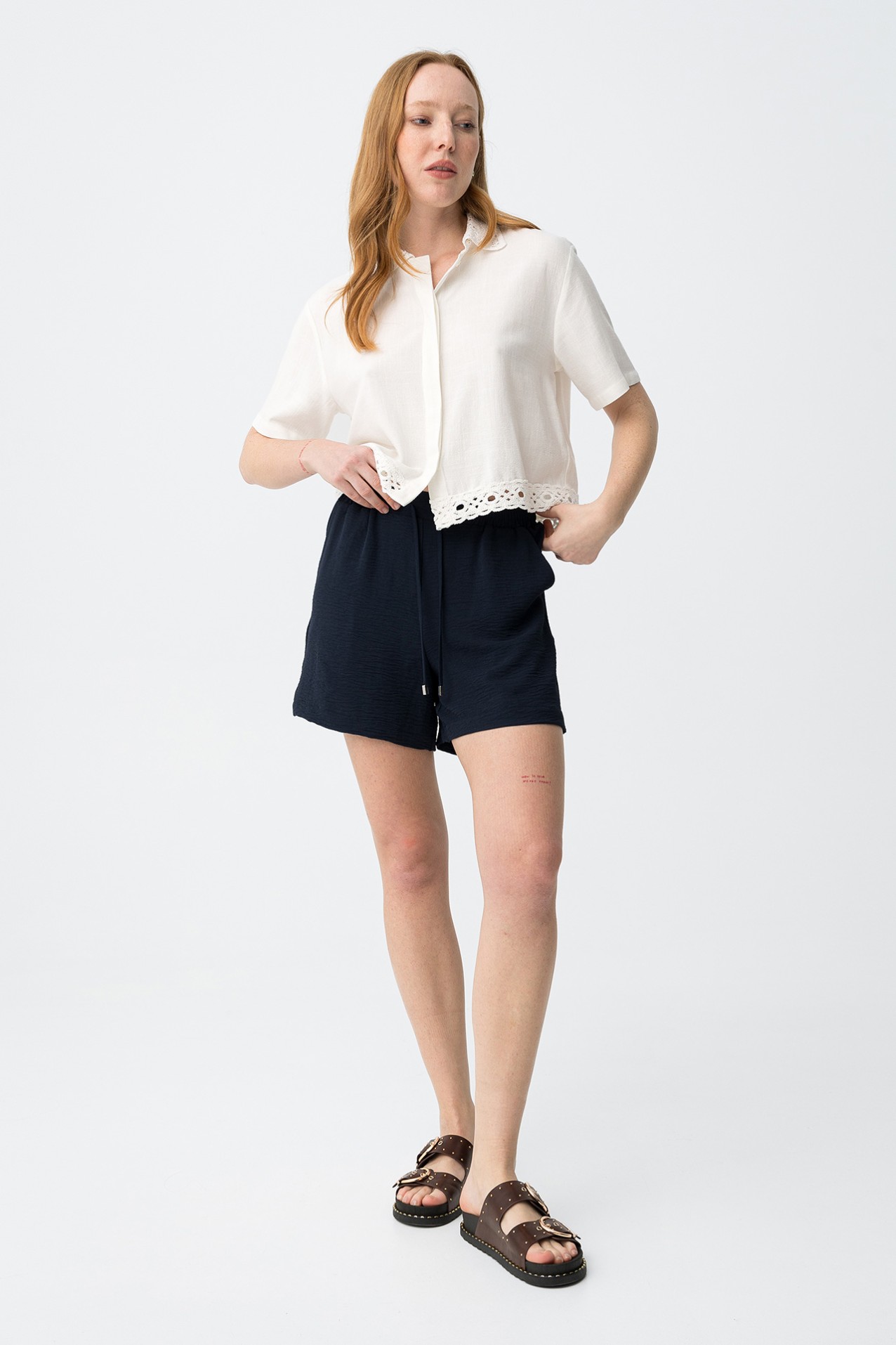 Calções Azul Casual Chic - 10065273_798 - Tiffosi