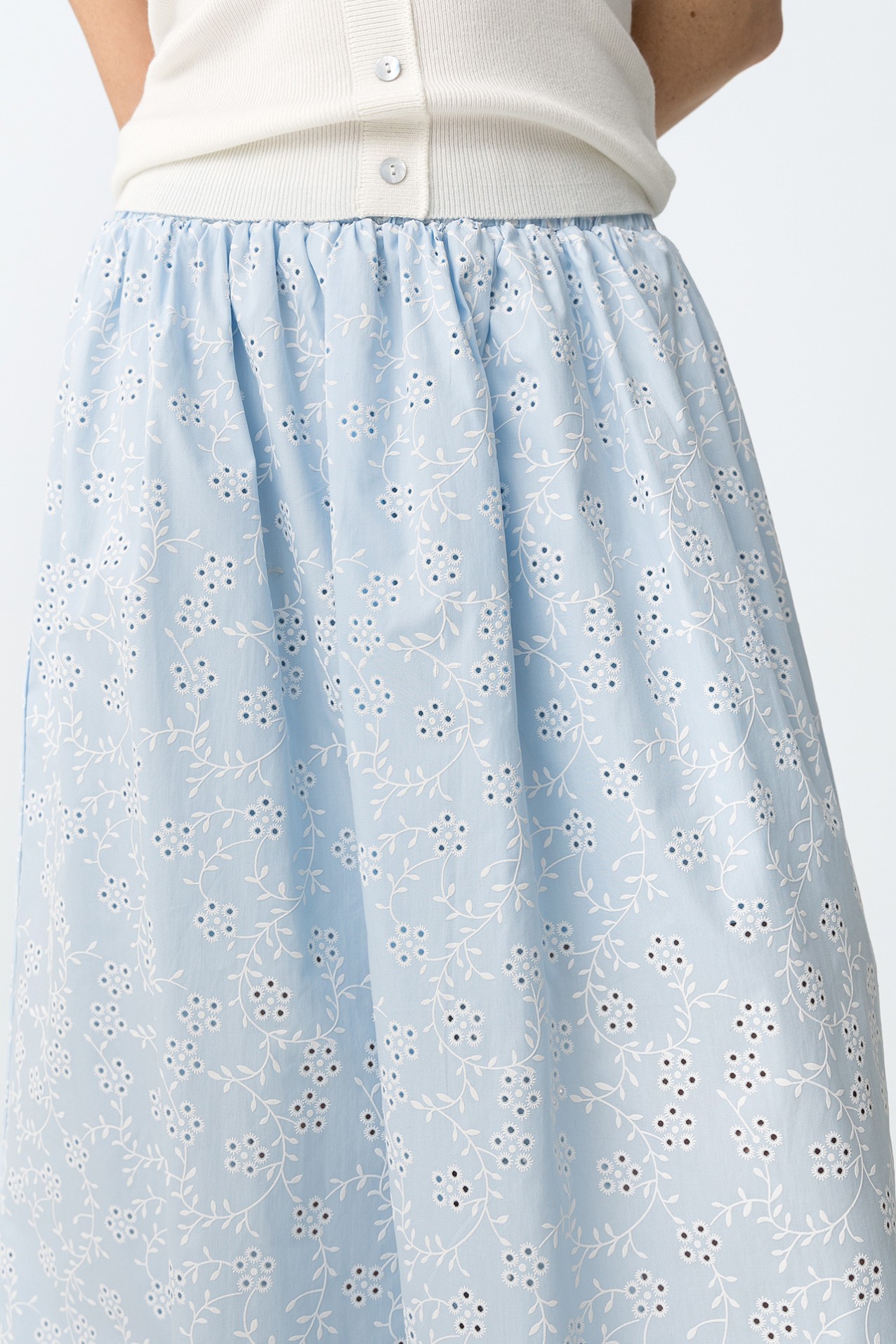 Light Blue Embroidered Skirt - 10066085_736 - Tiffosi